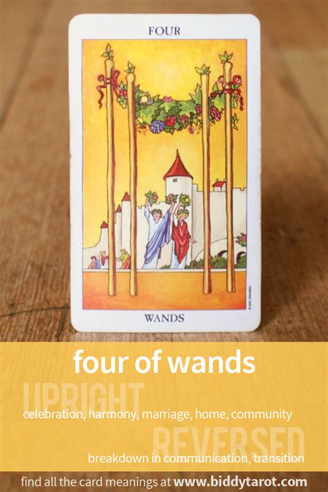Four Of Wands Tarot Card Meanings Biddy Tarot Artofit