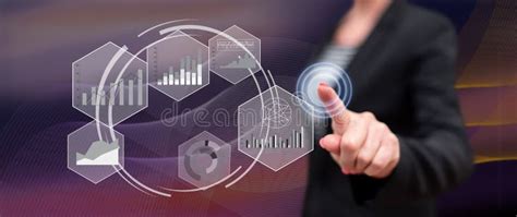 Woman Touching A Data Analysis Concept Stock Illustration
