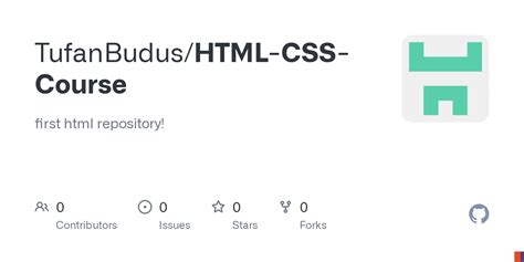 GitHub TufanBudus HTML CSS Course First Html Repository