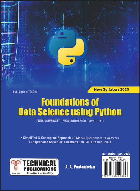 Foundations Of Data Science Using Python For Be Anna University R25 Cb