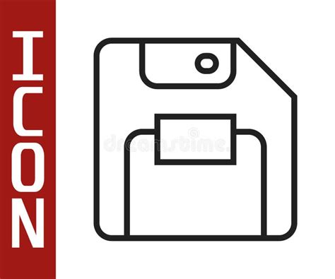 Black Line Floppy Disk For Computer Data Storage Icon Isolated On White Background Diskette