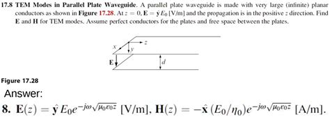 Solved 178 Tem Modes In Parallel Plate Waveguide A Parallel Plate