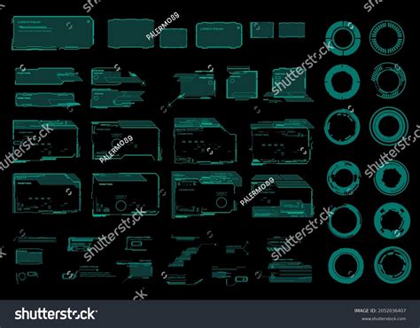 Set Futuristic Green Frames Dialog Boxes Stock Vector Royalty Free