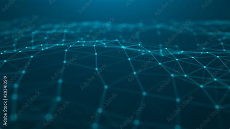 Wave Of Particles Abstract Blue Technology Background Science Background Big Data Background