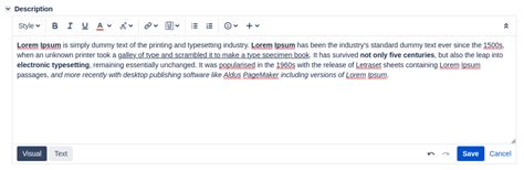 when importing tasks from jira description formatting with curly
