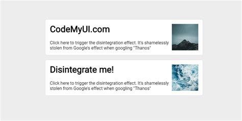 Google Thanos Disintegration Snippet CodeMyUI