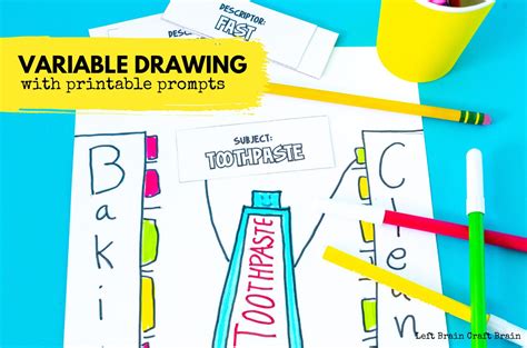 variable drawing with printable prompts left brain craft brain