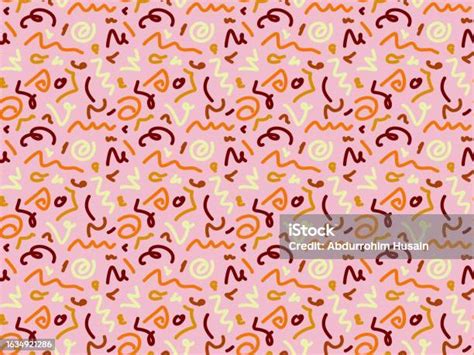 재미 있는 다채로운 라인 낙서 매끄러운 패턴 어린이를 위한 창의적인 미니멀리스트 스타일의 예술 배경 또는 기본 모양의 트렌디한 디자인 단순한 유치한 낙서 배경 0명에 대한