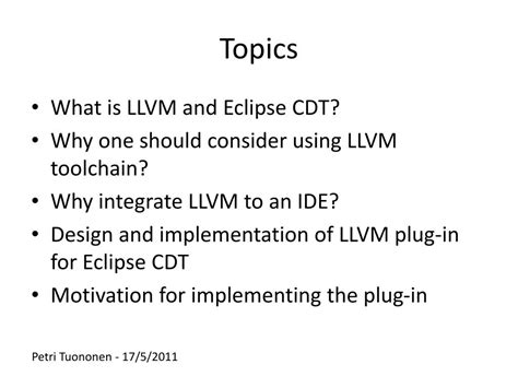 Ppt Low Level Virtual Machine Support For Eclipse Cc Development Tooling Powerpoint
