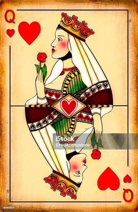 Vintage Queen Of Hearts Card