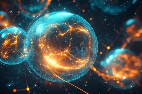 Bright Spheres And Connecting Lines Form A Molecular Structure On A Dark Backdrop Stock Image