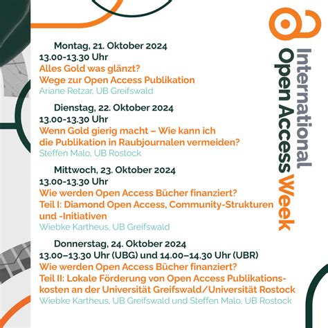 vortragsreihe zur internationalen open access week 21 25 oktober