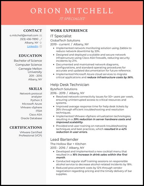 IT Specialist Resume Examples Proven To Work In