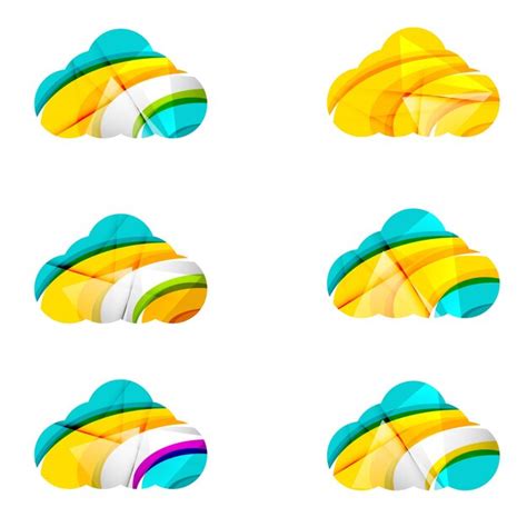 Premium Vector Set Of Abstract Cloud Computing Icons Business Logotype Concepts Clean Modern