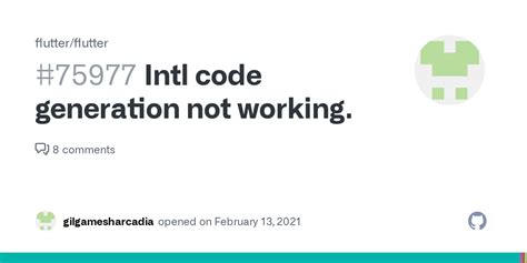 Intl Code Generation Not Working · Issue 75977 · Flutterflutter · Github
