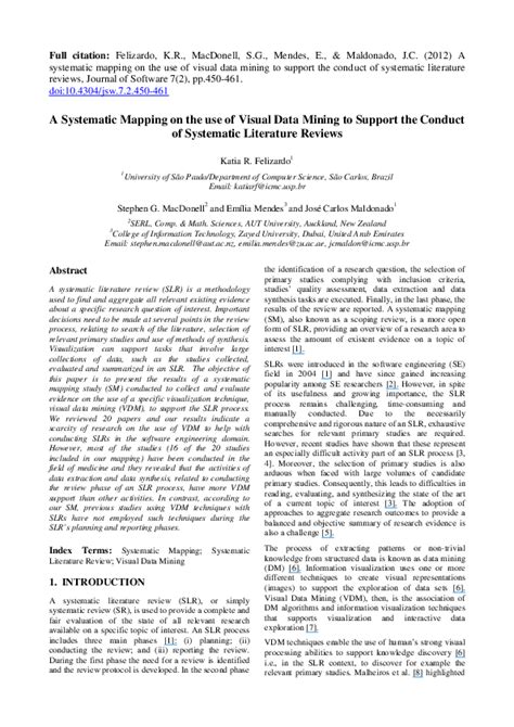 Pdf A Systematic Mapping On The Use Of Visual Data Mining To Support The Conduct Of Systematic