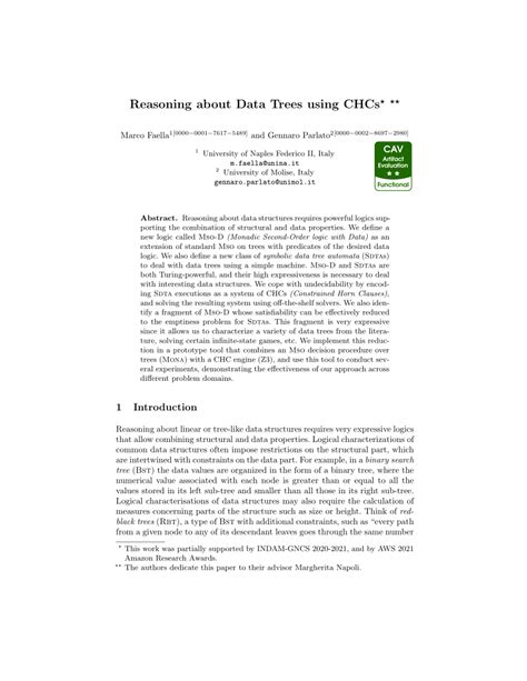 Pdf Reasoning About Data Trees Using Chcs