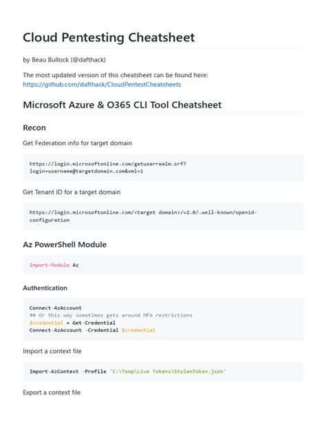 Cloud Pentesting Cheatsheet 1 Pdf