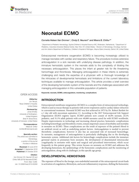 Pdf Neonatal Ecmo