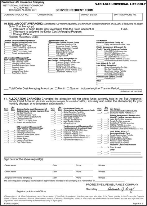 Protective Life Insurance Collateral Assignment Form Form Resume