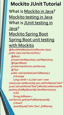 Mockito JUnit Tutorial Mockito Junit Tutorial Spring Boot Mockito Tutorial Mockito Testing In