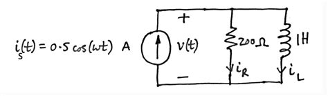 solved a write the input current as a phasor the current is 0 5cos