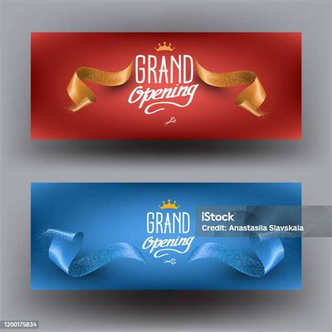 곱슬 컷 리본 우아한 그랜드 오프닝 초대 배너 벡터 일러스트레이션 열기에 대한 스톡 벡터 아트 및 기타 이미지 열기 0명 가위 Istock