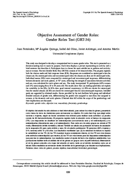 Pdf Objective Assessment Of Gender Roles Gender Roles Test Grt 36