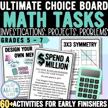 Math Tasks Projects And Problem Solving Choice Board Grade