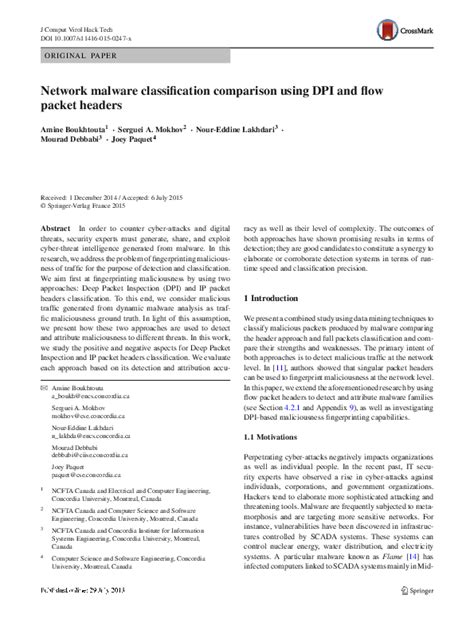 Pdf Network Malware Classification Comparison Using Dpi And Flow