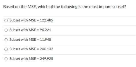 Solved Based On The Mse Which Of The Following Is The Most