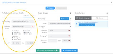 Modul Verfügbarkeiten Neue Abfrage Staffcloud