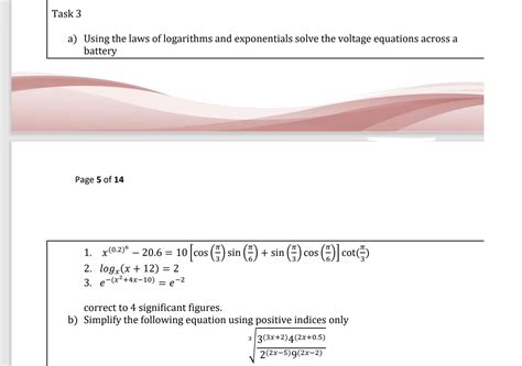 Solved Task A Using The Laws Of Logarithms And Chegg