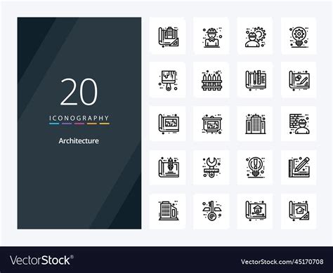 20 Architecture Outline Icon For Presentation Vector Image