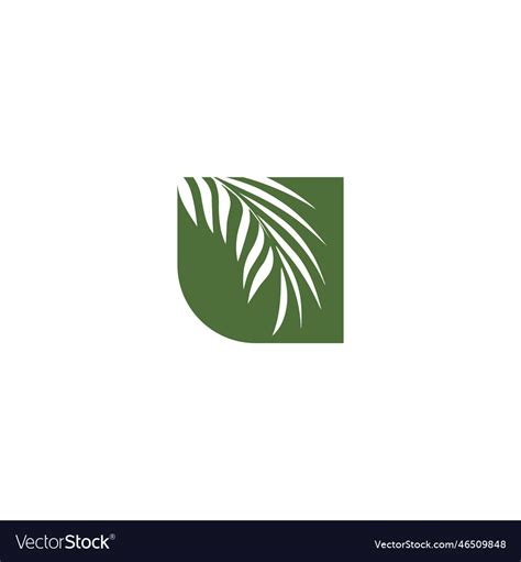 Nature Garden Coconut Palm Date Leaf Leaves Logo Vector Image