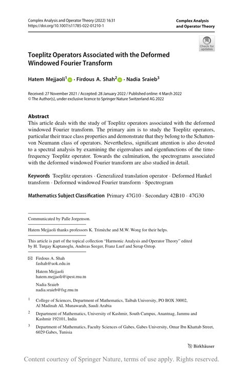 Toeplitz Operators Associated With The Deformed Windowed Fourier Transform Request Pdf