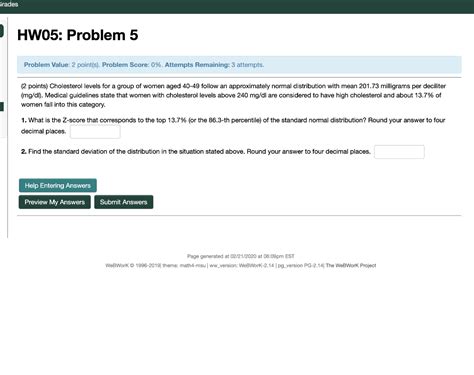 Solved Grades Hw05 Problem 5 Problem Value 2 Points