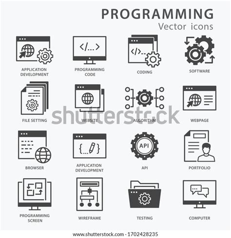 Programming Icon Set Software Coding Application Stock Vector Royalty Free 1702428235