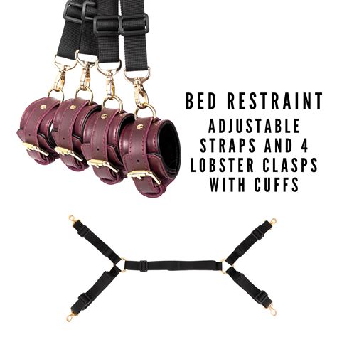 Under Mattress Bed Restraint Set Leather Cuffs For Wrists And Ankles