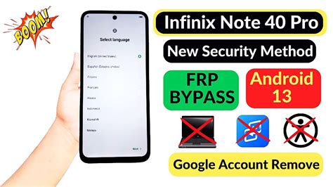 Infinix Note 40 Pro FRP Unlock Android 13 Infinix Note 40 X6850 Google Account Bypass 2024