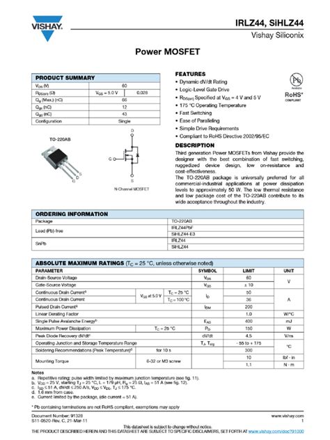 Irlz44 Datasheet Pdf