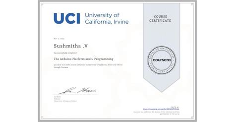 Sushmitha V On Linkedin Completion Certificate For The Arduino