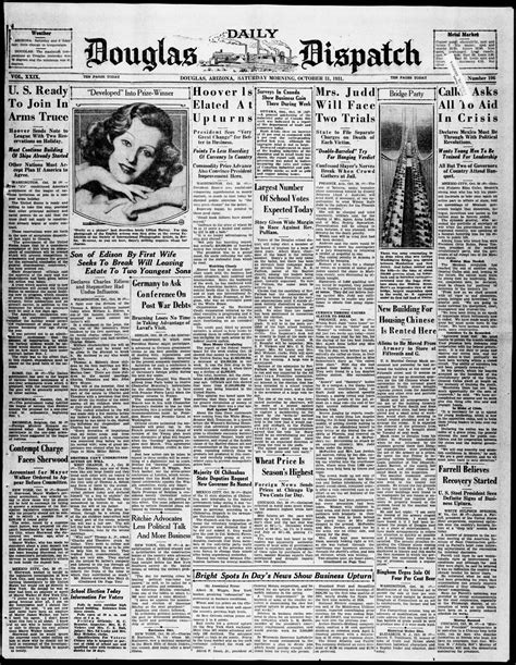 Douglas Daily Dispatch 1931 10 31 Arizona Memory Project