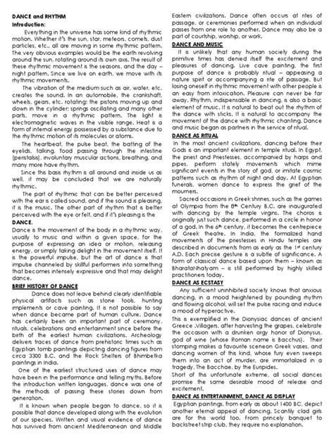 Dance And Rhythm Pdf Dances Anatomical Terms Of Motion