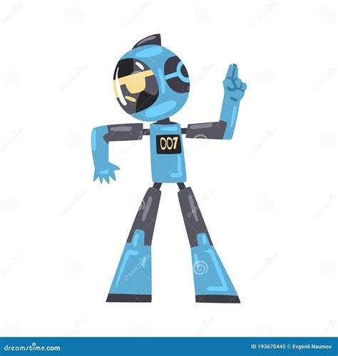 Friendly Robot Pointing With Fingers Funny Personal Assistant Character Artificial