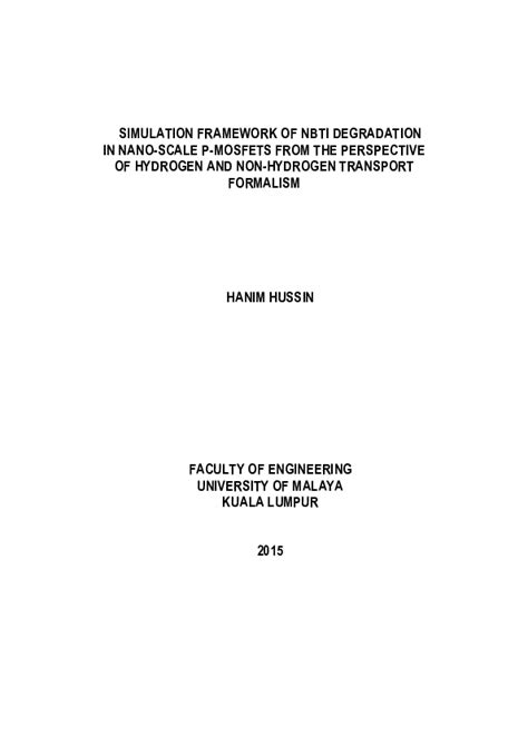 Pdf Simulation Framework Of Nbti Degradation In Nano Scale P Mosfets From The Perspective Of