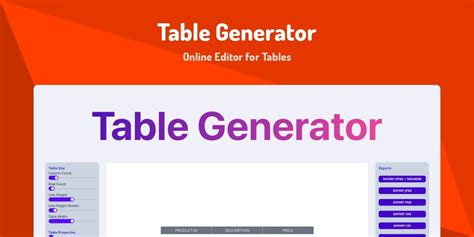 Table Generator Online Editor For Tables Made With Svelte