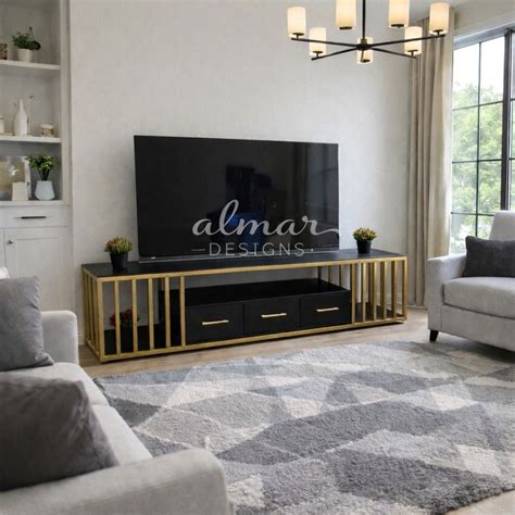 Polly 6ft Modern Tv Stand Black Gold Almar Designs And Appliances