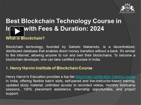 best blockchain technology course in india with fees and duration 2024