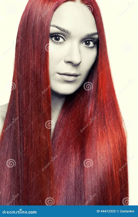 Woman With Long Red Hair Stock Image Image Of Girl Hairdo 44412325